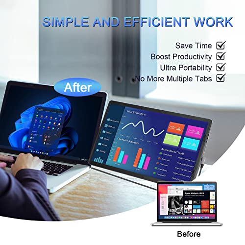 14-inch Portable Monitor - 360° Rotatable for Laptop, Dual Screen USB ...