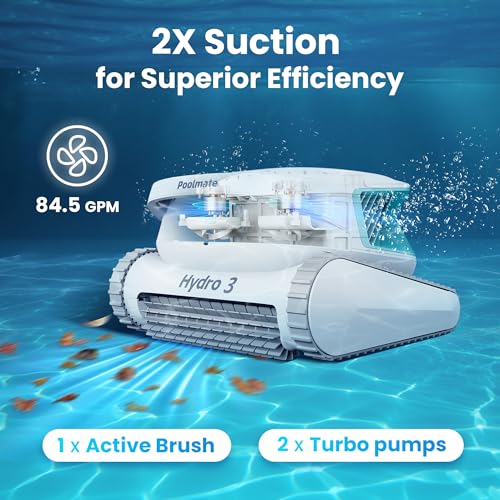 Poolmate Hydro 3 All-in-one Pool Vacuum Robot, 200mins Runtime Cordless ...