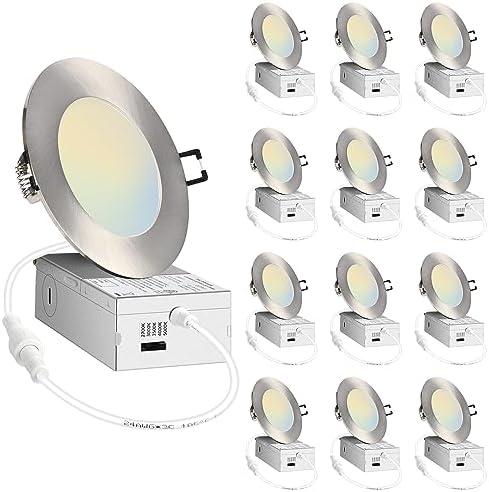 POPANU 4 inch LED Recessed Light Canless Ceiling Fixture 9W 5CCT 4" LED ...