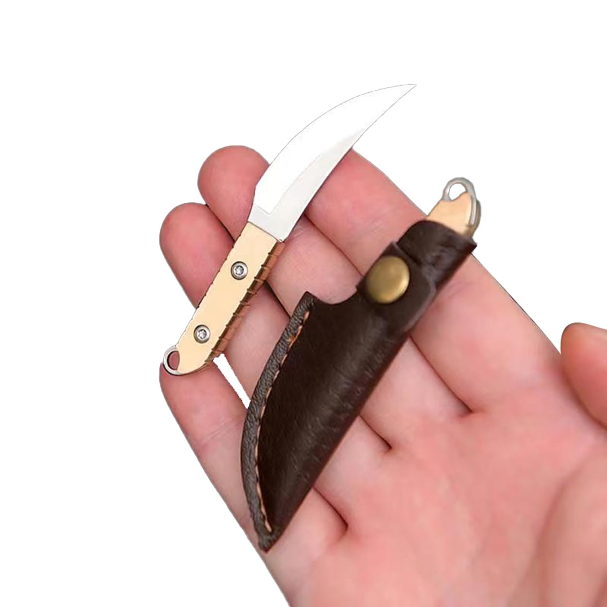 NHDT SW716 Small Portable pocket knife with Leather Sheath. 1.6 Inch D2 ...