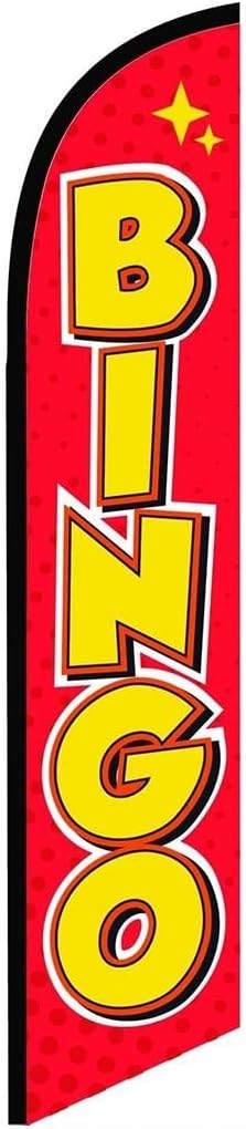 Amazon.com : Bingo Red Feather Flag | 3ft W x 11.5ft H | Durable Super ...