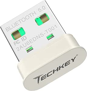 Amazon.com: USB Bluetooth Adapter for PC Receiver - Techkey Mini Bluetooth 5.0 EDR Dongle ...