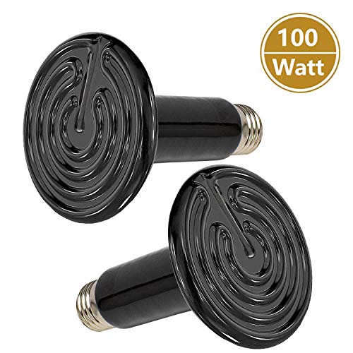 BOEESPAT Ceramic Heat Emitter 100W 2pack Reptile Heat Lamp Bulb Chicken ...