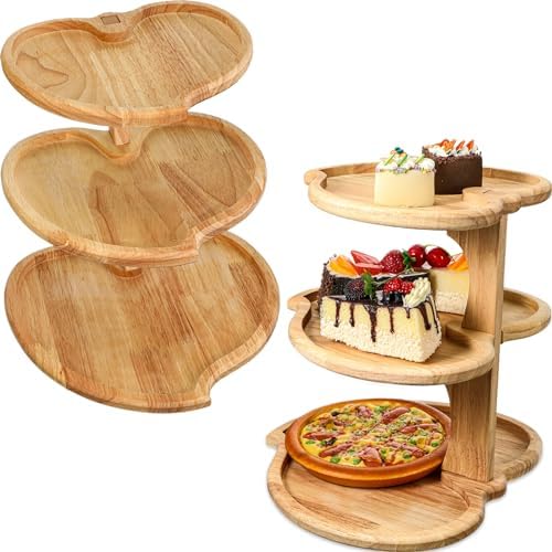 Amazon.com: Wenqik 2 Pcs 3 Tier Wooden Tiered Tray Stand Heart Shaped ...