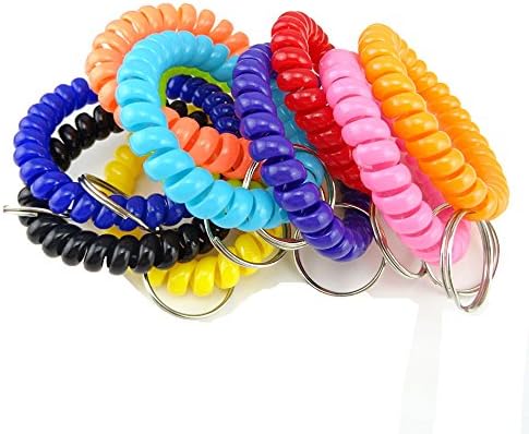 Amazon.com : Honbay Colorful Flexible Spiral Coil Wrist Band Key Ring ...