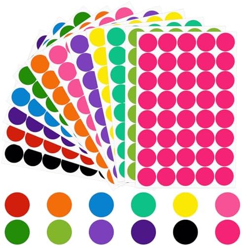 Amazon.com : 1440 PCS Colored Dot Stickers 3/4 Inch 12 Style Color ...