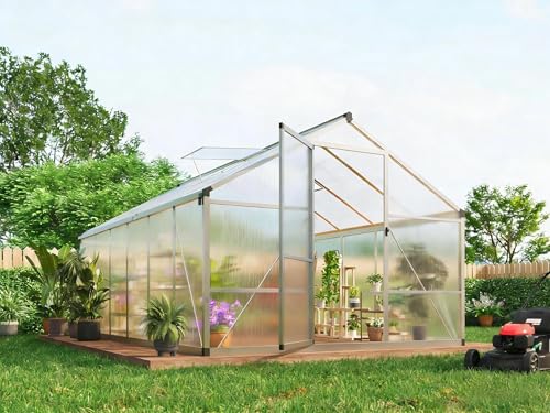 8X12 FT Greenhouse for Outdoors, Walk-in Greenhouse Kit with Aluminum ...