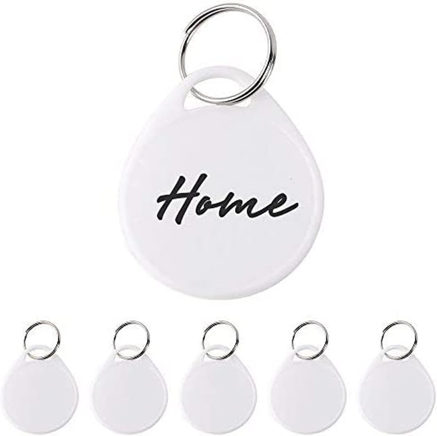 100 Pack Round Key Tags with Split Ring, Tough Plastic Key Tags 1.5 ...