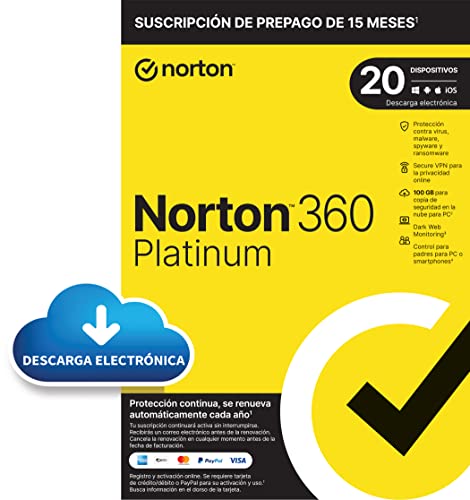 Norton 360 Platinum 2024 Antivirus software 20 Dispositivos