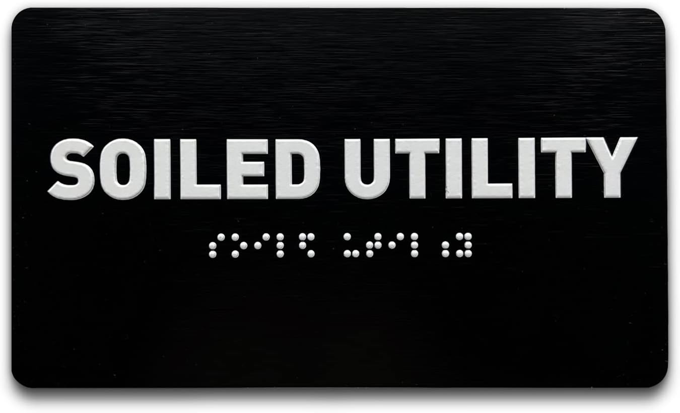 Amazon.com : Soiled Utility Sign by GDS - ADA Compliant, Raised Icons ...