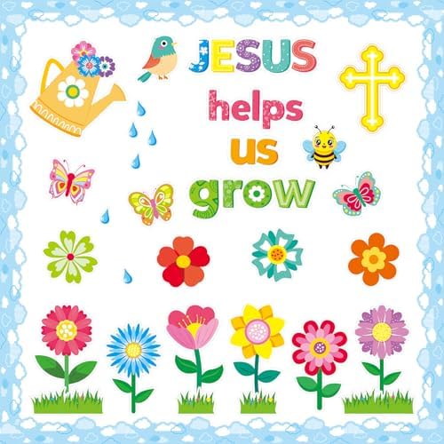 Amazon.com : 96 Pcs Christian Spring Bulletin Board Decoration Set ...