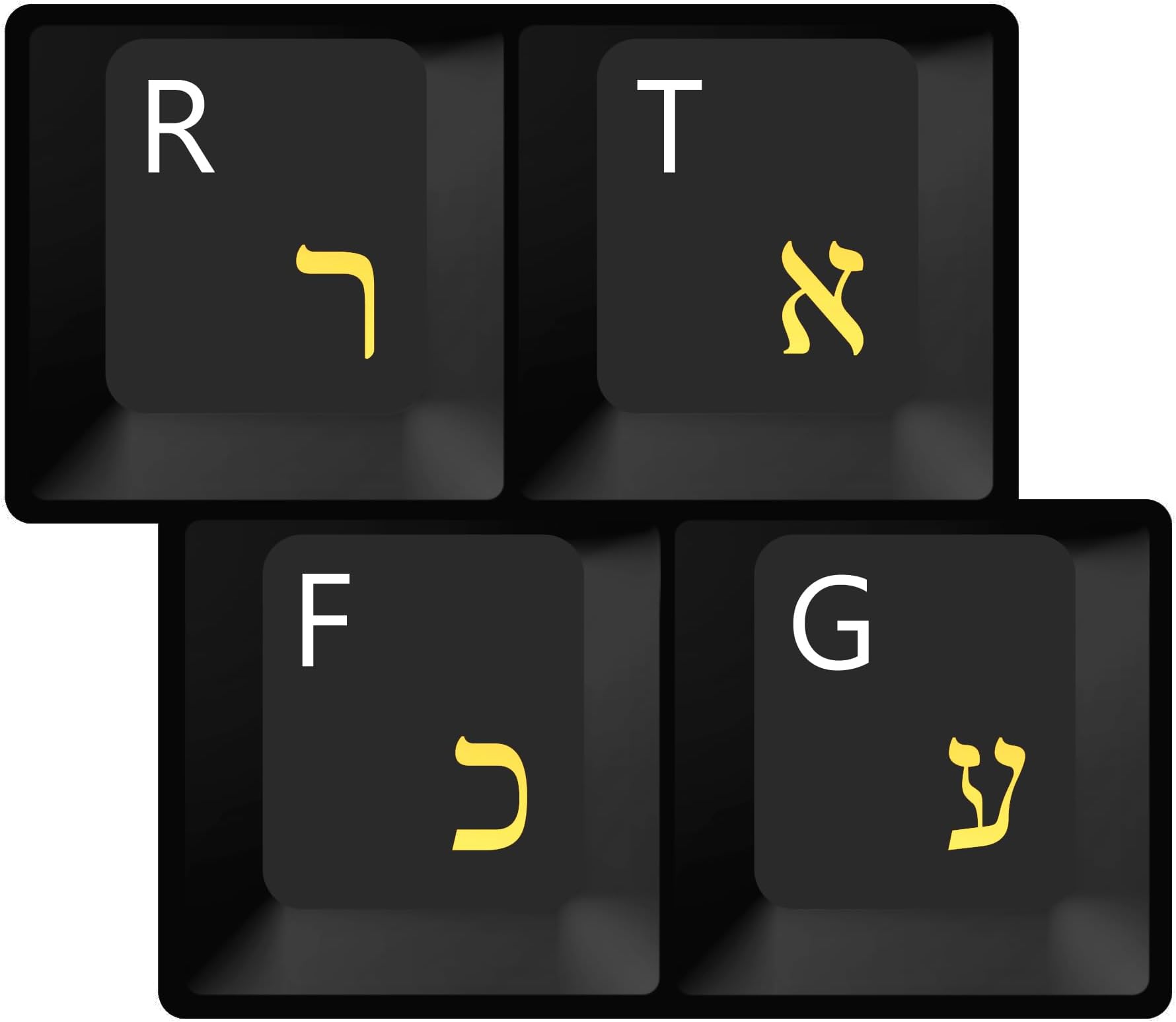 Amazon.com: HQRP 2-Pack Hebrew Keyboard Stickers on Transparent ...