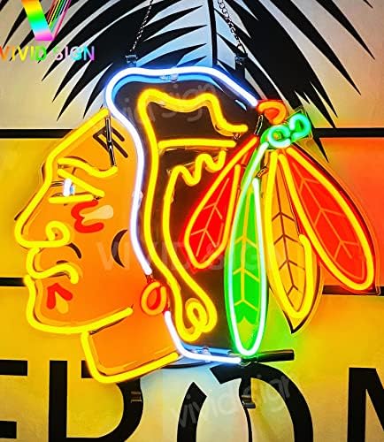 Queen Sense 20"x16" Blackhawks Neon Sign Light Lamp with HD Vivid ...