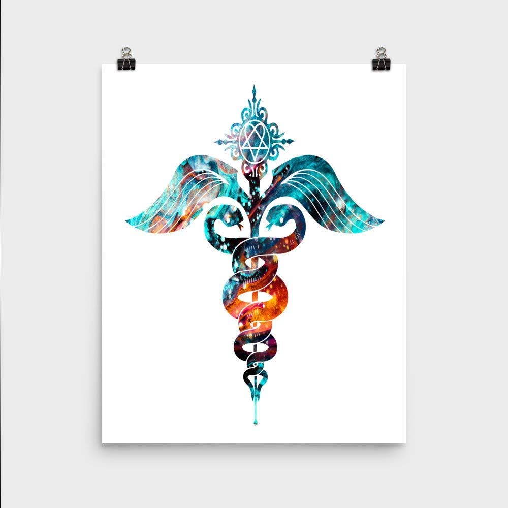 Amazon.com: Caduceus Watercolor Poster, Wall Decor, Wall Art 16 x 20,18 ...