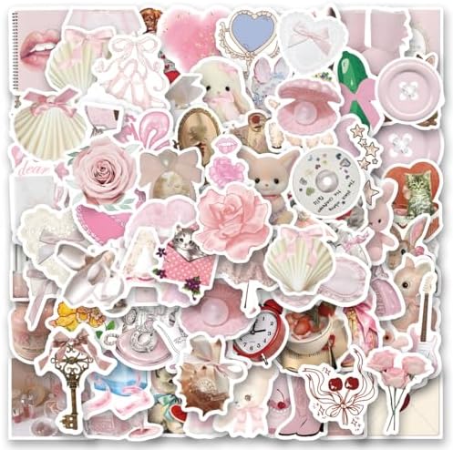Amazon.com: 50PCS Coquette Aesthetic Stickers, Pink Vintage Sticker ...