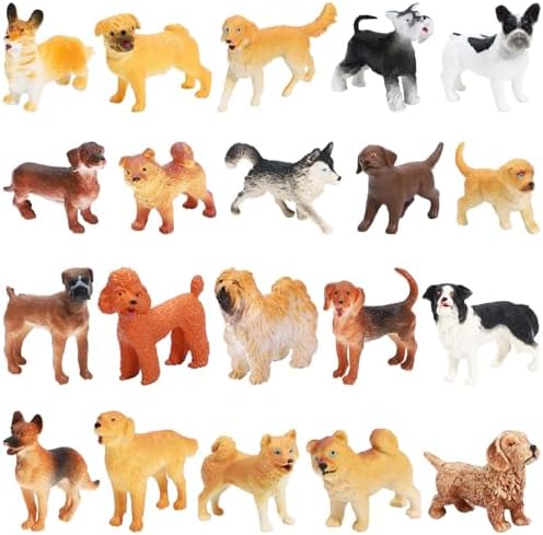Amazon.com: ONEST 20 Pieces Mini Dog Figurines Playset Hand Painted ...