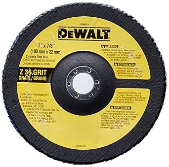 DEWALT DW8321 Flap Disc for Angle Grinder 36 Grit 17.8 x 2.2 cm ...