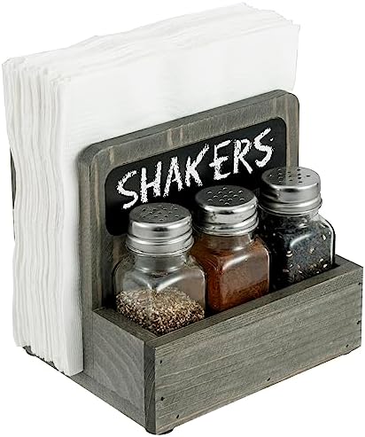 Amazon.com: MyGift 4 Piece Set Vintage Gray Solid Wood Tabletop Napkin ...