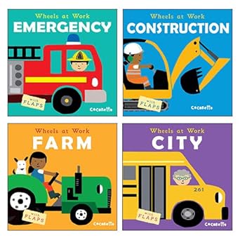 Wheels at Work Collection 4 Books Set (Emergency, Construction, City ...