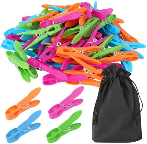 YONGQING 60 PCS Clothes Pins, Plastic Spring Clothes Pin, Windproof ...