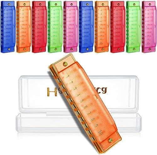 Amazon.com: Liliful 10 Pcs 10 Hole Translucent Harmonica Bulk with ...