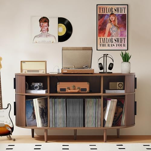 Amazon.com: MAHYIZYI Large Record Player Stand, 55'' Wood Vinyl Record ...