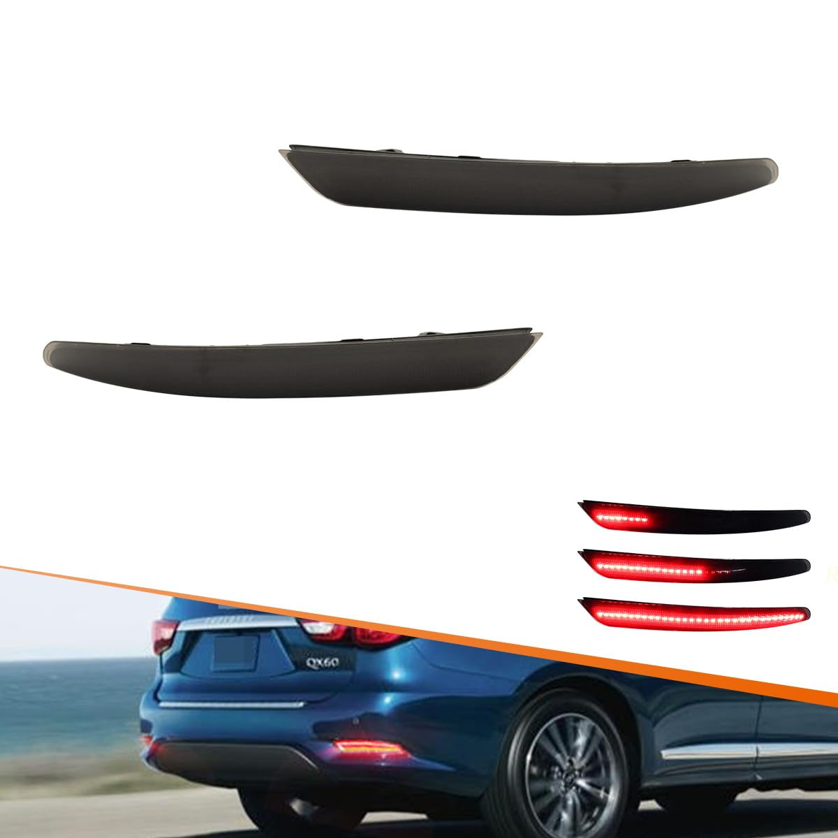 Amazon.com: ADIIL Smoked Lens Red LED Rear Bumper Reflector Brake Tail ...