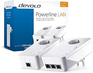 Devolo dLAN 1200 triple+ Powerline Starter Kit, 1200 Mbit/s Internet über die Steckdose, 3x ...