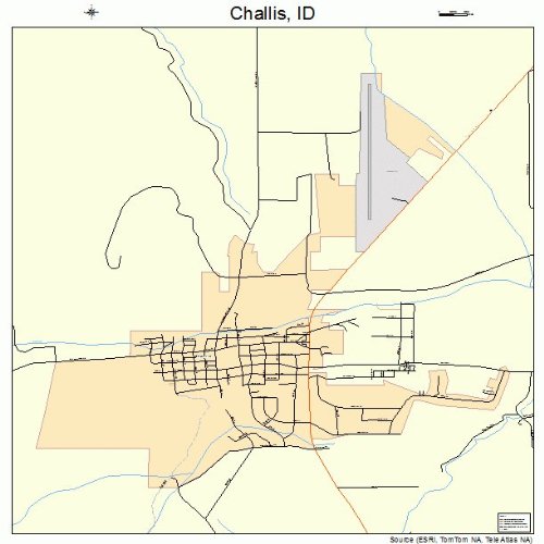 Large Street & Road Map of Challis, Idaho ID - Printed poster size wall ...