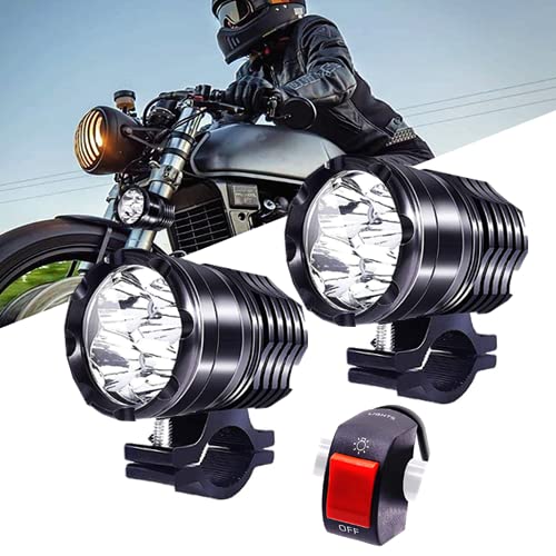 Motorcycle Driving Lights with Switch, 2Pcs 40W Auxiliary Lights 12V ...