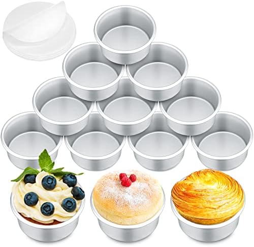 Amazon.com: 4 Inch Small Cake Pan Set of 4, P&P CHEF Stainless Steel ...