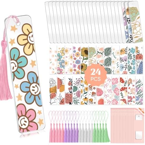 Amazon.com: Kaciola 15 Sheets Flower UV DTF Bookmark Wraps, Acrylic ...
