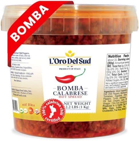 Amazon.com : Calabrian Bomba Hot Pepper Sauce 2.2 lb (1 kg), Certified ...