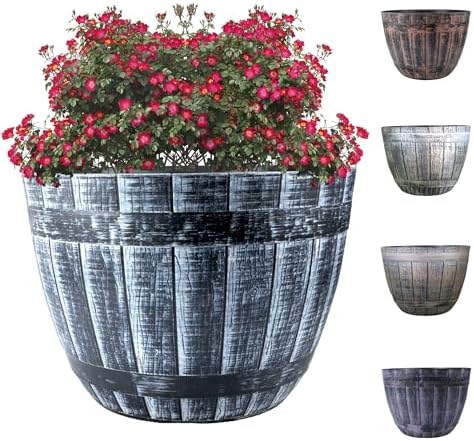 SG Traders Large Barrel Planter, Garden Plant Pot, Heavy Duty Half ...