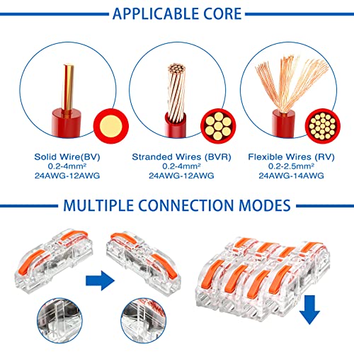 Snapklik.com : Zhengmy 100 Set Lever Wire Connectors Compact Splicing ...
