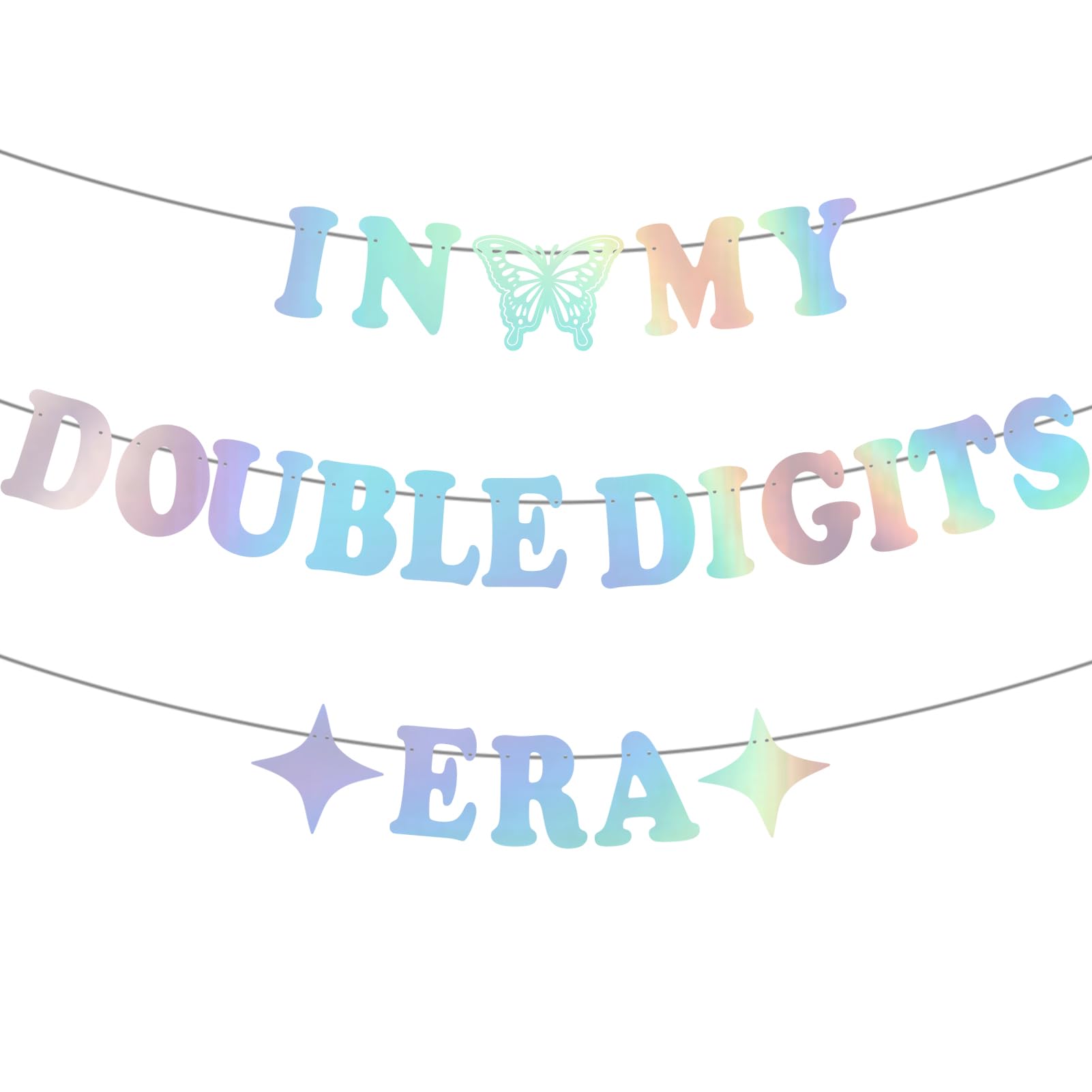 Amazon.com: Generic In My Double Digits Era Banner- Iridescent, Happy ...