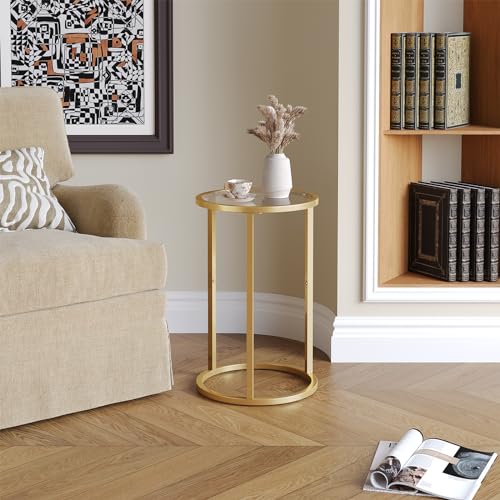 Snapklik.com : SAYGOER Round Side Table Small Gold End Table For Small ...