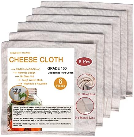 Hian Unbleached Natural Cotton Cheese Cloth - Reusable, Washable, Lint ...