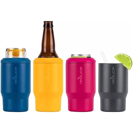Amazon.com: Reduce Can Cooler - 4-in-1 Stainless Steel Can Holder and ...