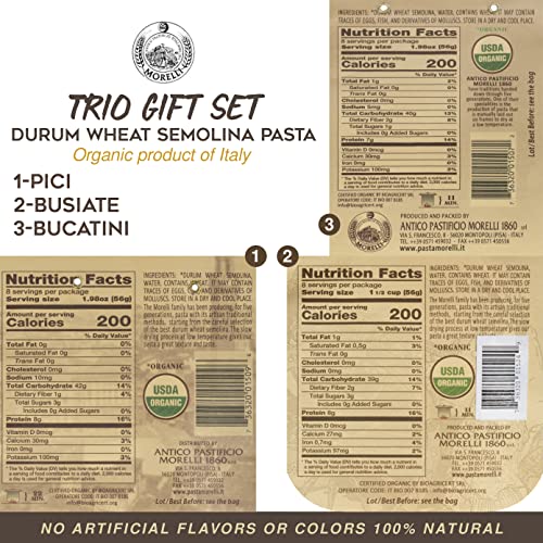 Morelli Busiate, Pici, And Bucatini Organic Pasta Variety Pack ...