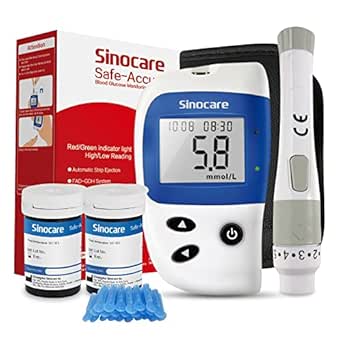 Blood Sugar Monitor, Sinocare Safe Accu2 Blood Sugar Test Kit with 50 ...