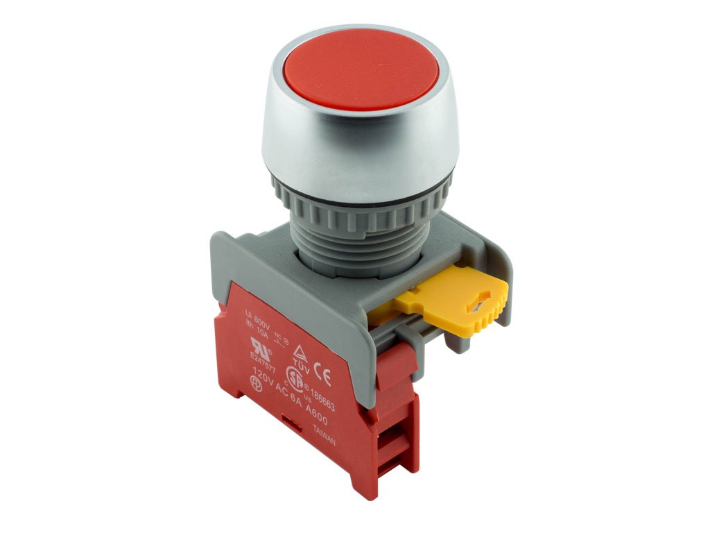 Alpinetech PBF-22 Red 22mm 1NC Momentary Push Button Switch: Electronic ...