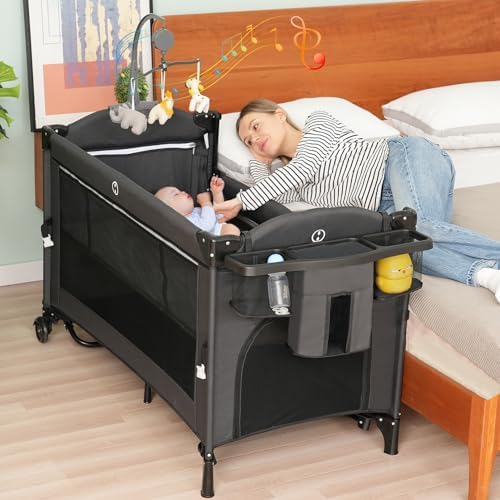 Amazon.com : Xilingol 5-in-1 Pack and Play, Baby Bassinet Bedside ...