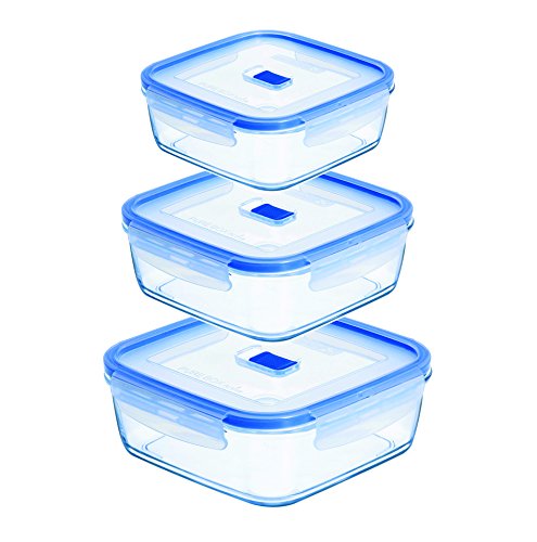 Buy Luminarc Temp Pure Square Glass Box Set, 3-Pieces, Blue Online at ...