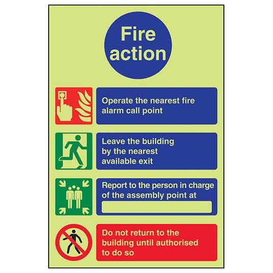 Safety Sign Sticker | Fire Action - Operate Alarm Do Not Return Signage ...