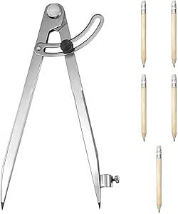 WENRERO Professional Woodworking Compass with Wing and Pencil Holder, 8 ...
