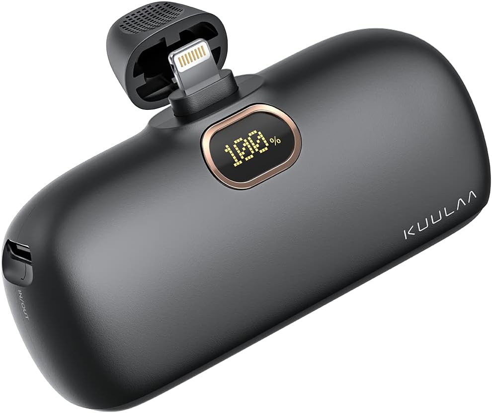 Kuulaa Small Portable iPhone Charger 4500mAh Plug-in Power Bank Mini ...