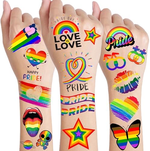 Amazon.com : 48 PCS Gay Pride Tattoos, Rainbow Temporary Tattoos For ...