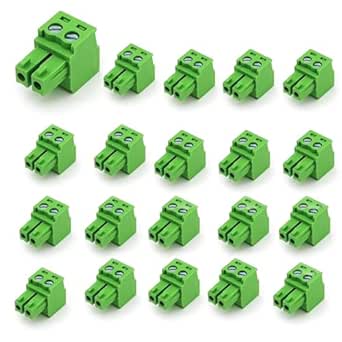 kuosbiu 20 PCS 2 Pin 3.81mm Pitch Screw Terminal Block Connector for 28 ...