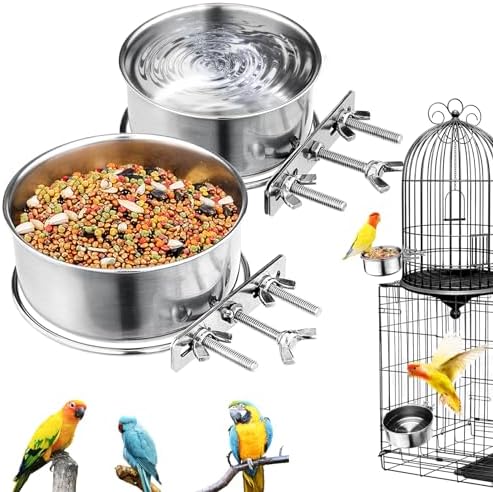 Amazon.com : Jspupifip 2 Pcs Bird Bowls for Cage: Stainless Steel ...